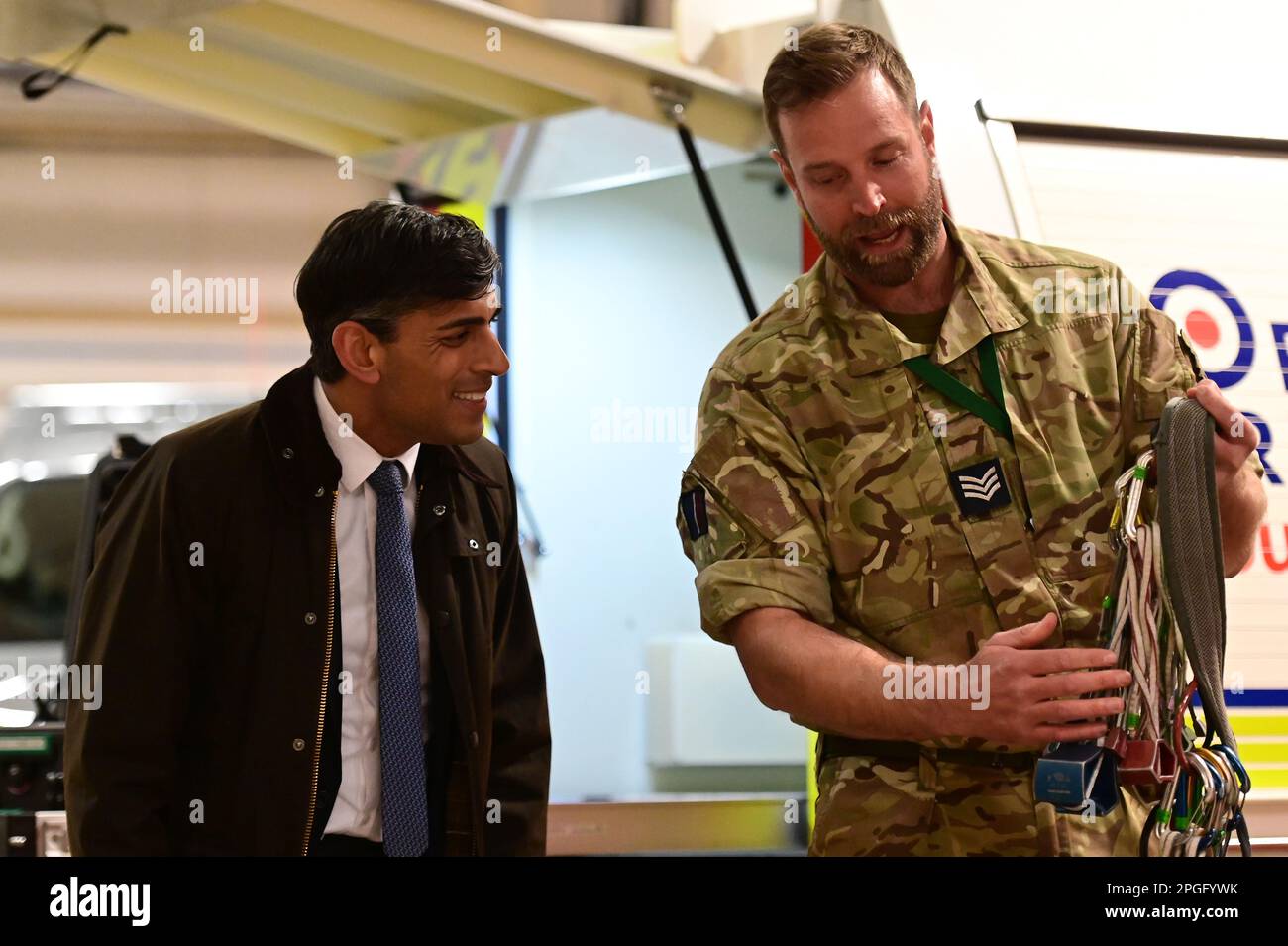 Prime Minister Rishi Sunak meets a member of the RAF Mountain Rescue ...