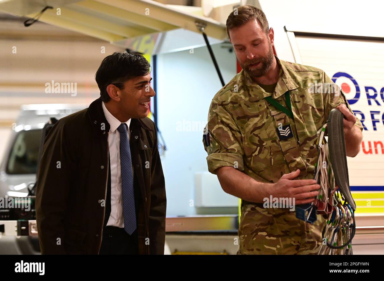 Prime Minister Rishi Sunak meets a member of the RAF Mountain Rescue ...