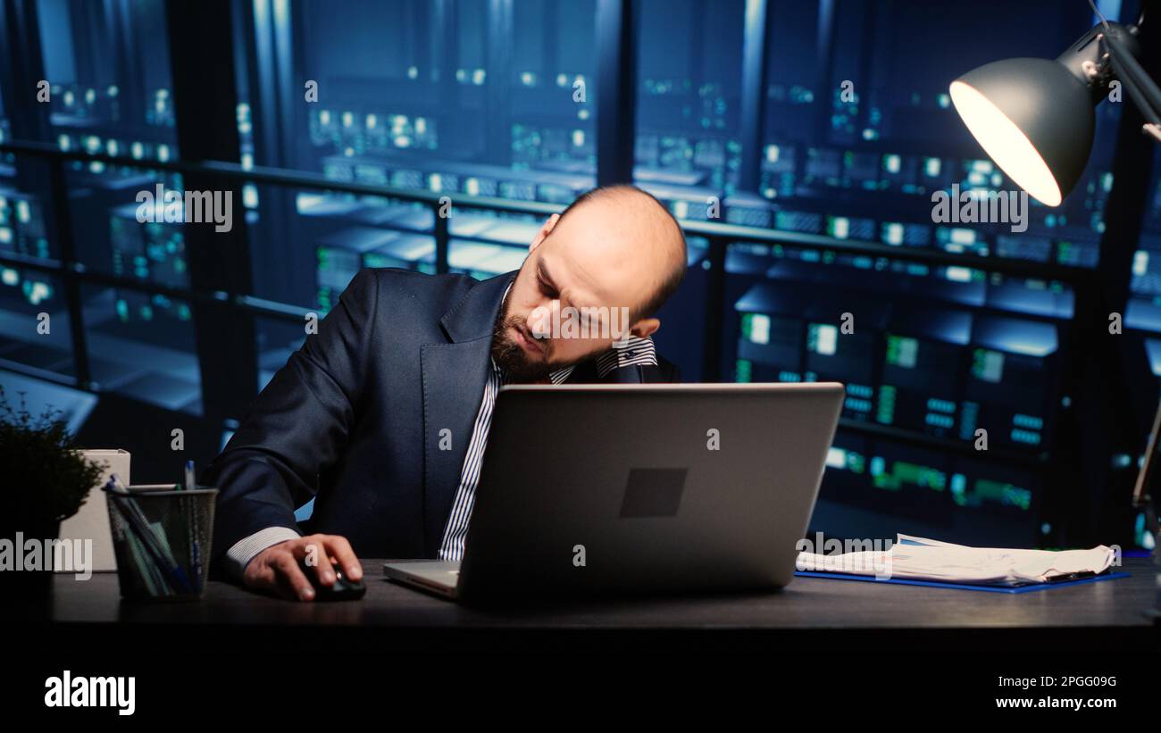 Information security officer finishing digitalization work in ...