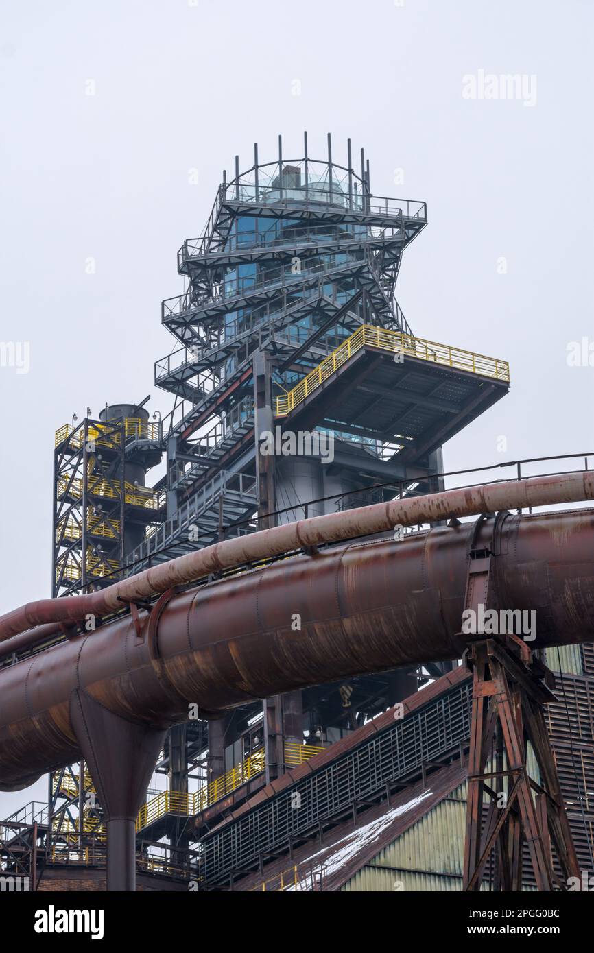 Bolt Tower. The historic blast furnace in the Lower Vitkovice district ...
