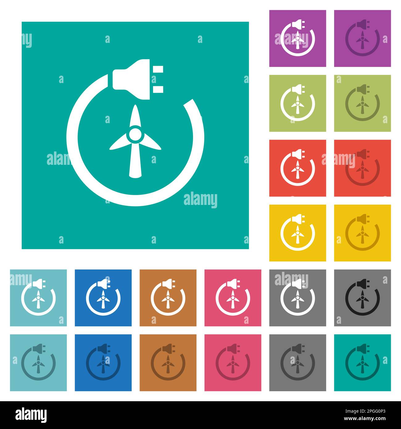Wind energy multi colored flat icons on plain square backgrounds ...