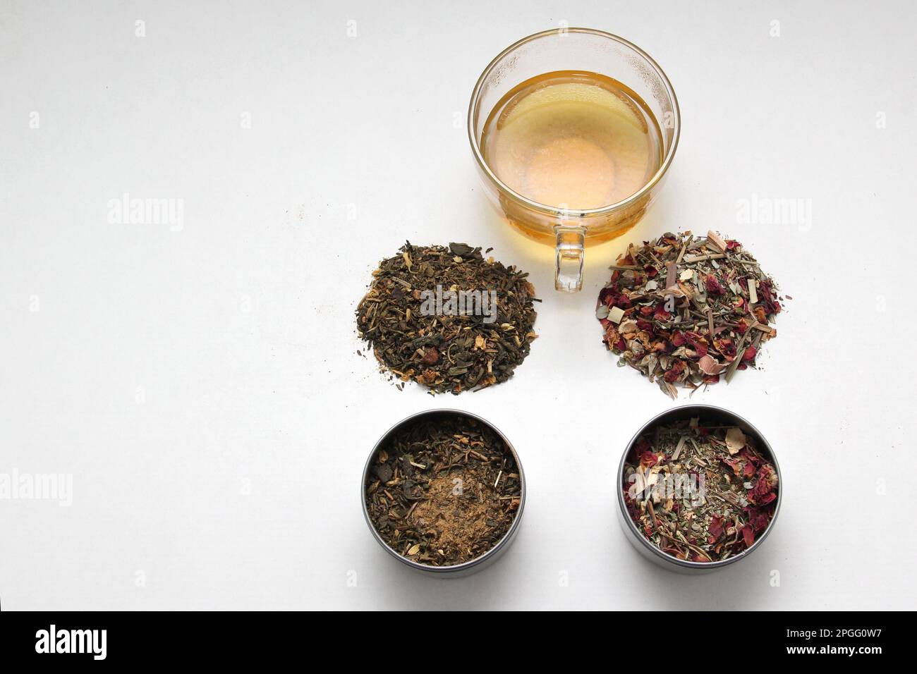 Glass cup for herbal tea preparation, infuser, spoon, dehydrated plants ...