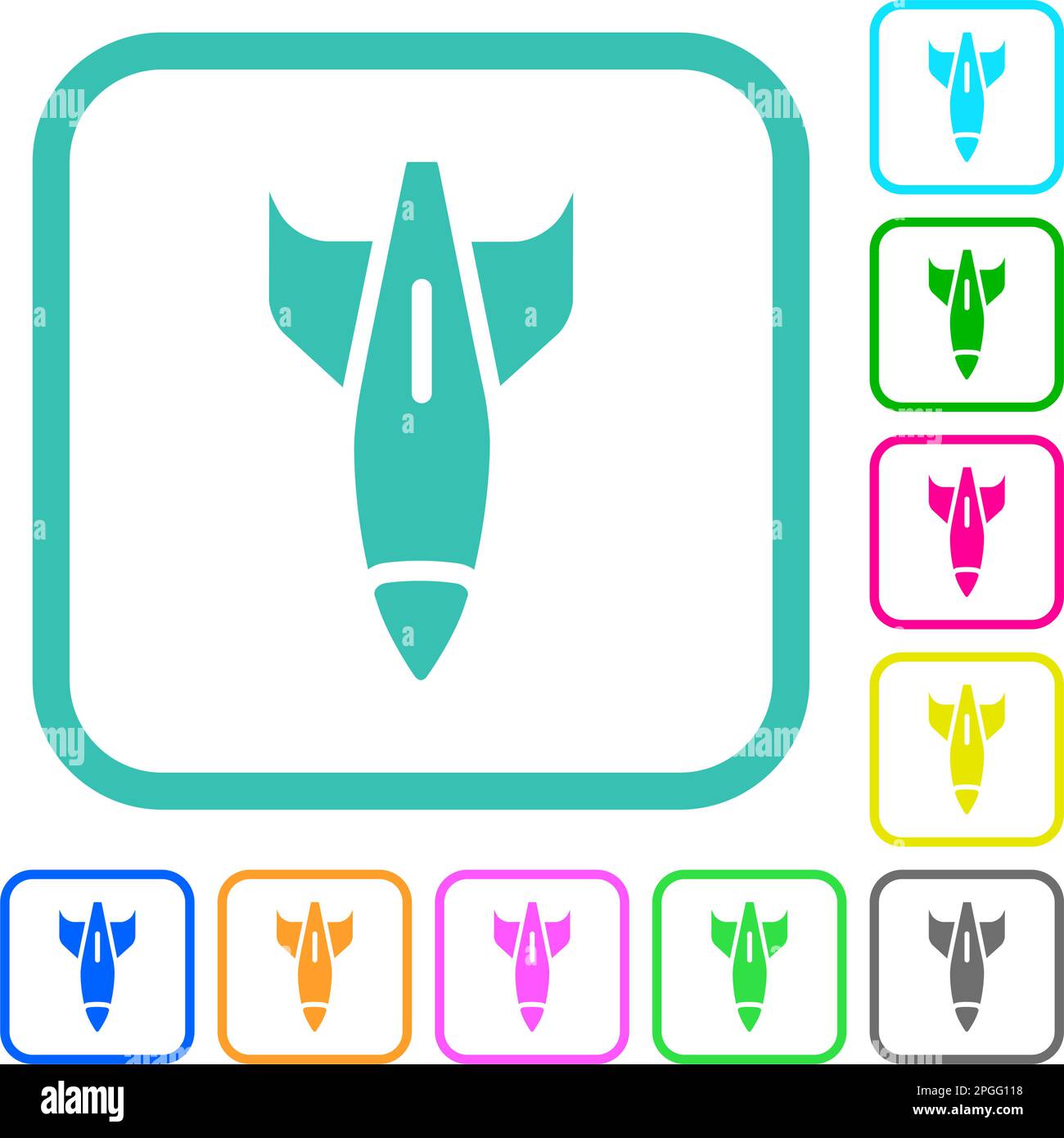 Falling bomb vivid colored flat icons in curved borders on white ...