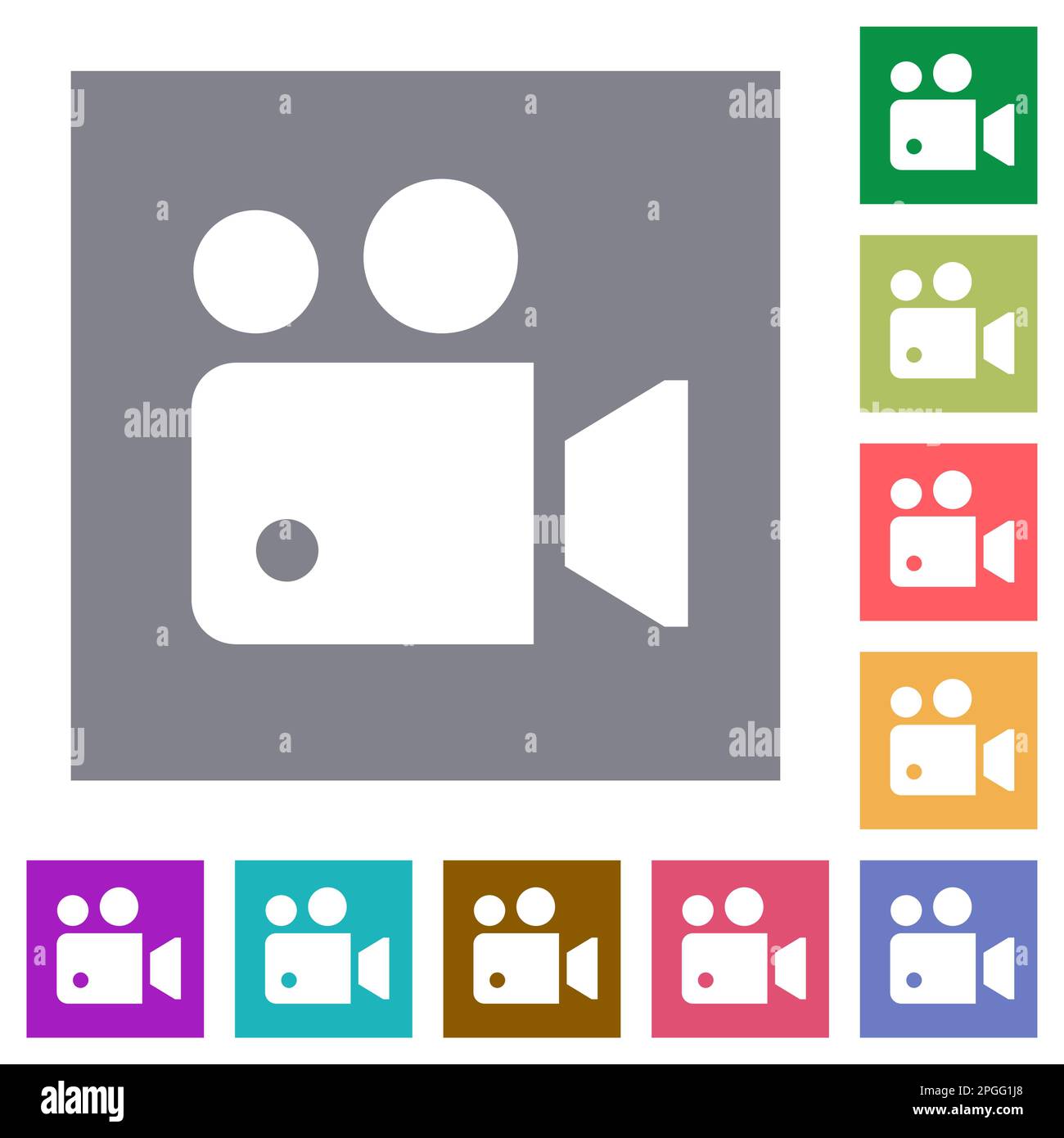 Movie projector solid flat icons on simple color square backgrounds Stock Vector Image & Art - Alamy