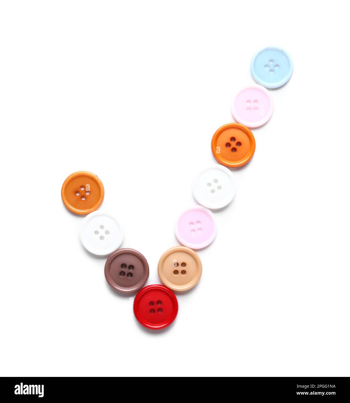 Check mark made of buttons on white background Stock Photo - Alamy