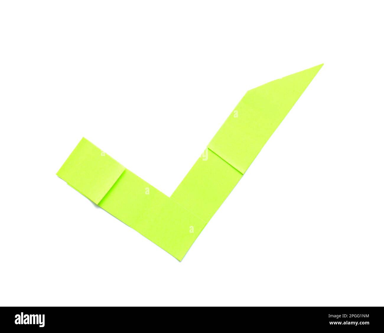 Check mark made of green paper on white background Stock Photo - Alamy