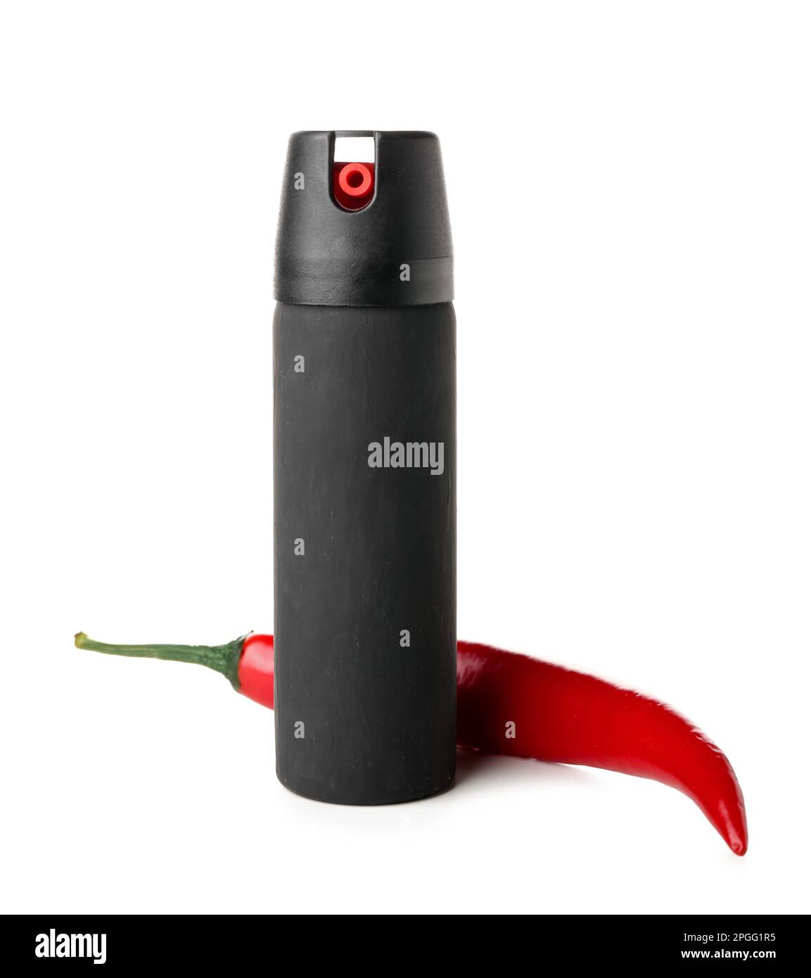 Spray with chili pepper on white background Stock Photo - Alamy