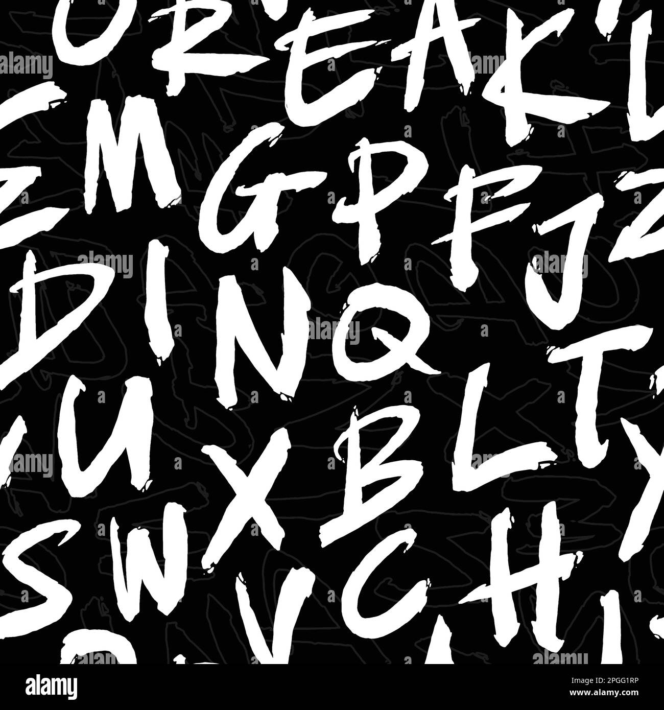 Graffiti Font Brush Strokes seamless pattern. Digital Illustration ...
