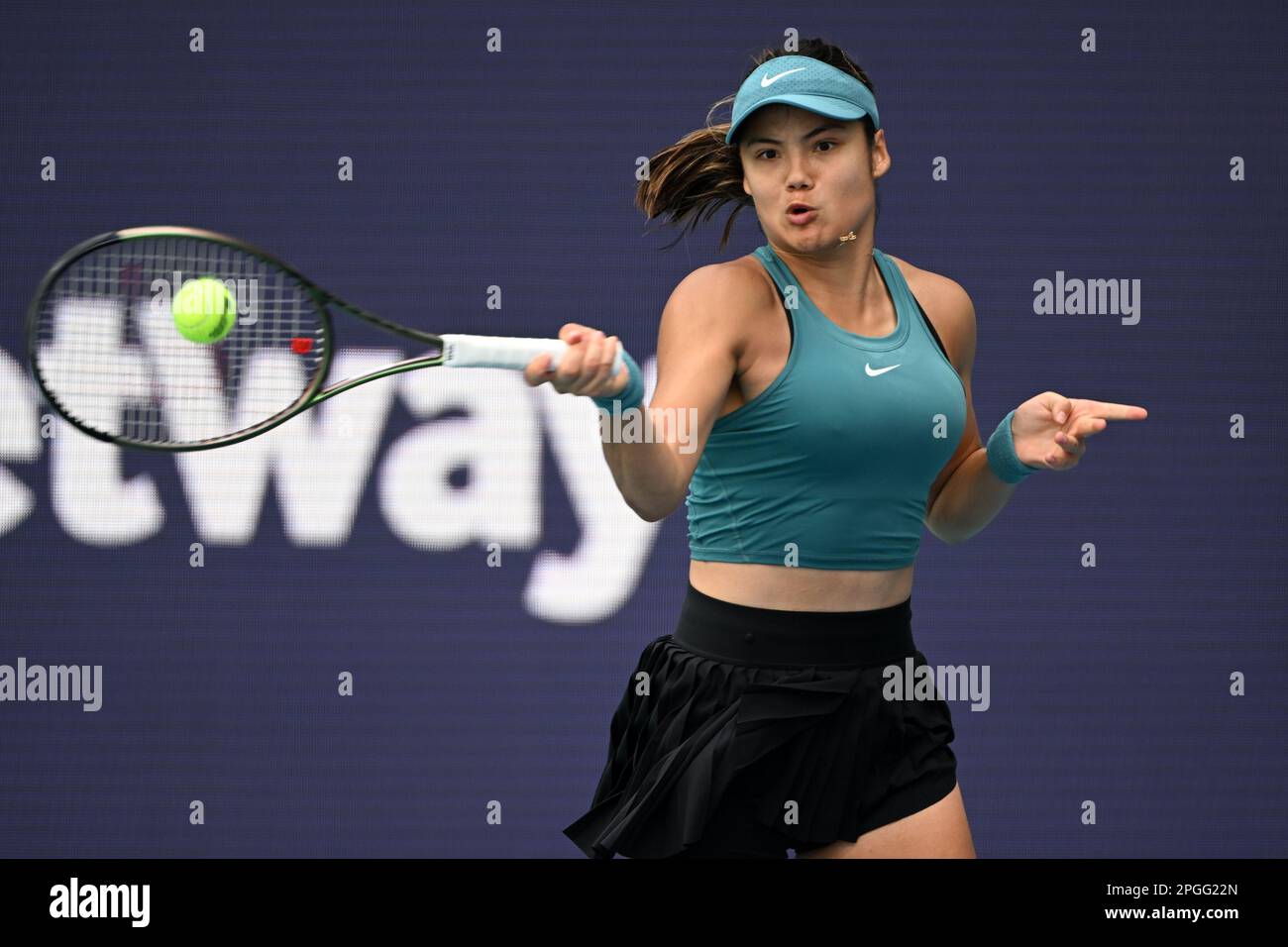 Miami Gardens FL, USA. 22nd Mar, 2023. Bianca Andreescu Vs Emma Raducanu during the 2023 Miami ...
