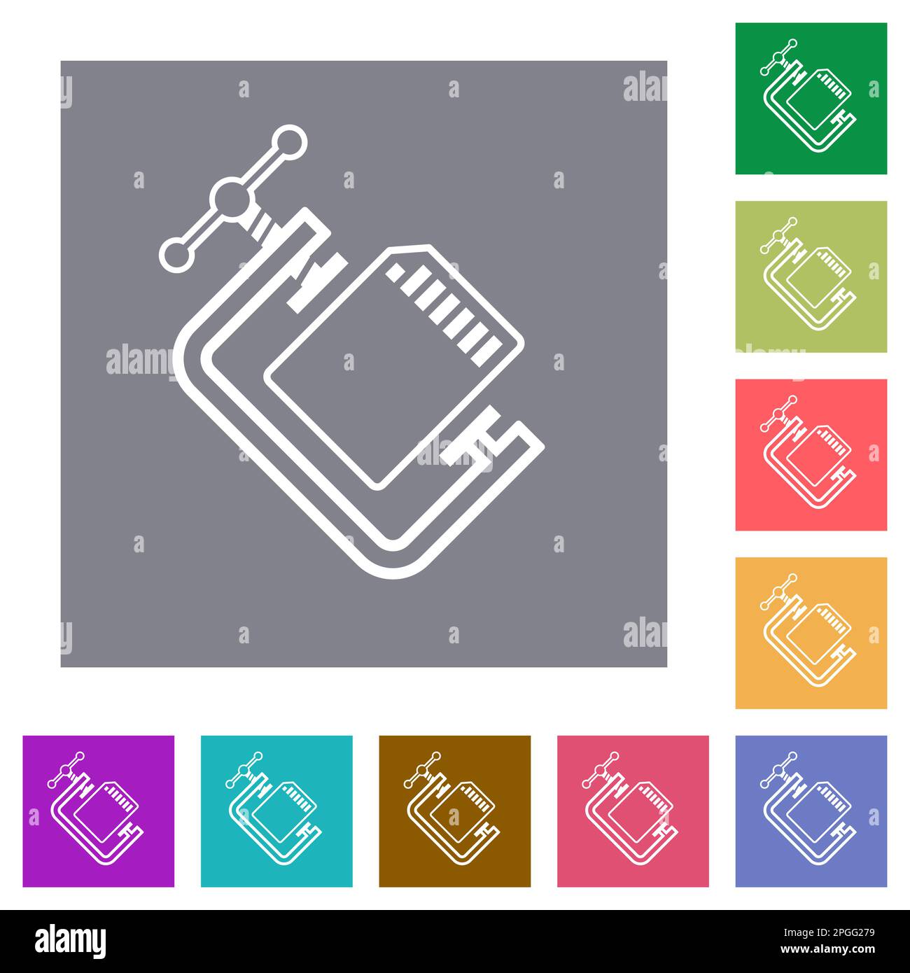 SD memory card compress outline flat icons on simple color square backgrounds Stock Vector Image ...