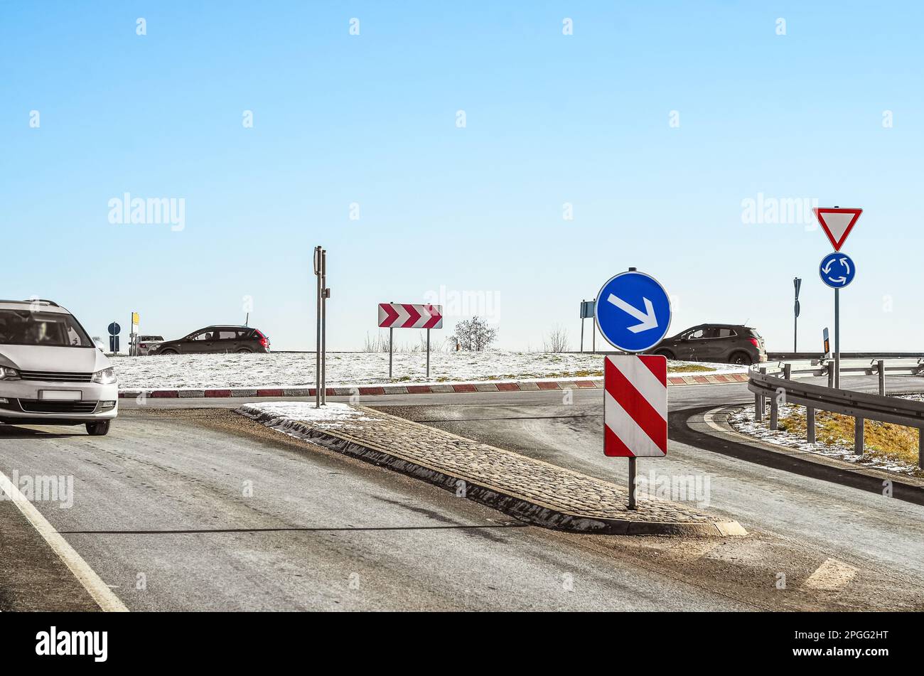 Mandatory direction signs hi-res stock photography and images - Alamy