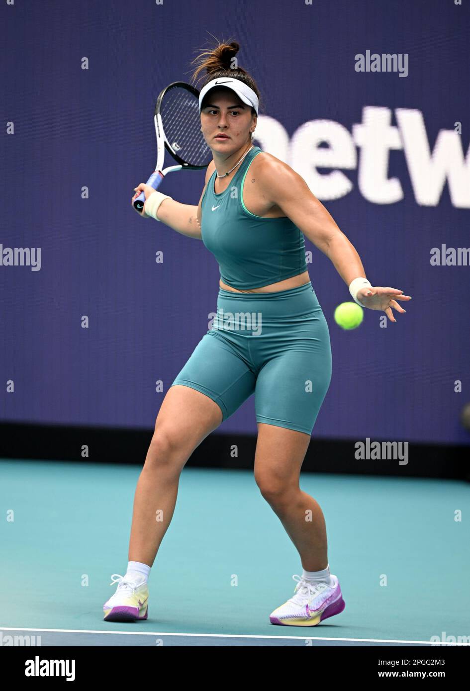 Miami Gardens FL, USA. 22nd Mar, 2023. Bianca Andreescu Vs Emma Raducanu during the 2023 Miami ...