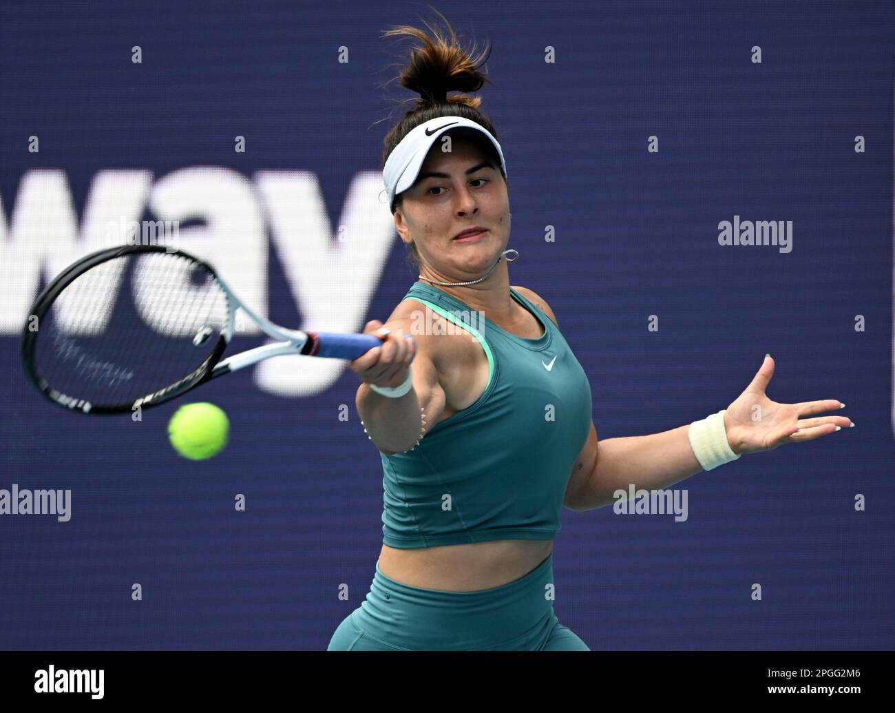 Miami Gardens FL, USA. 22nd Mar, 2023. Bianca Andreescu Vs Emma Raducanu during the 2023 Miami ...