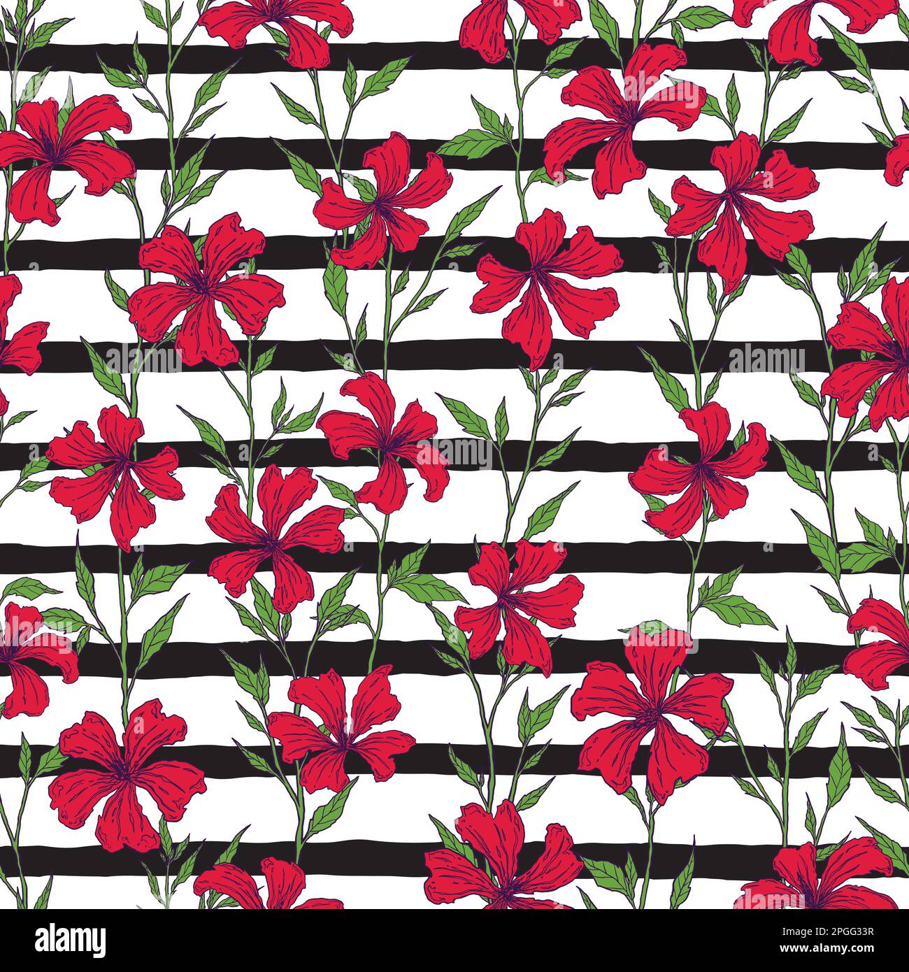 Common Mallow flower floral seamless pattern. Vector illustration ...