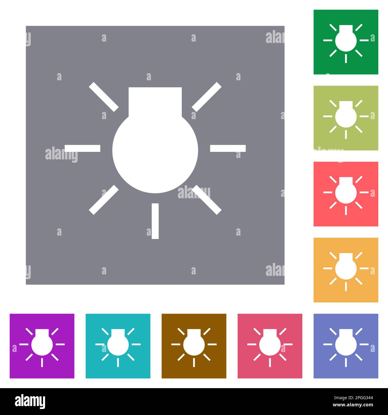 Car parking lights indicator solid flat icons on simple color square ...