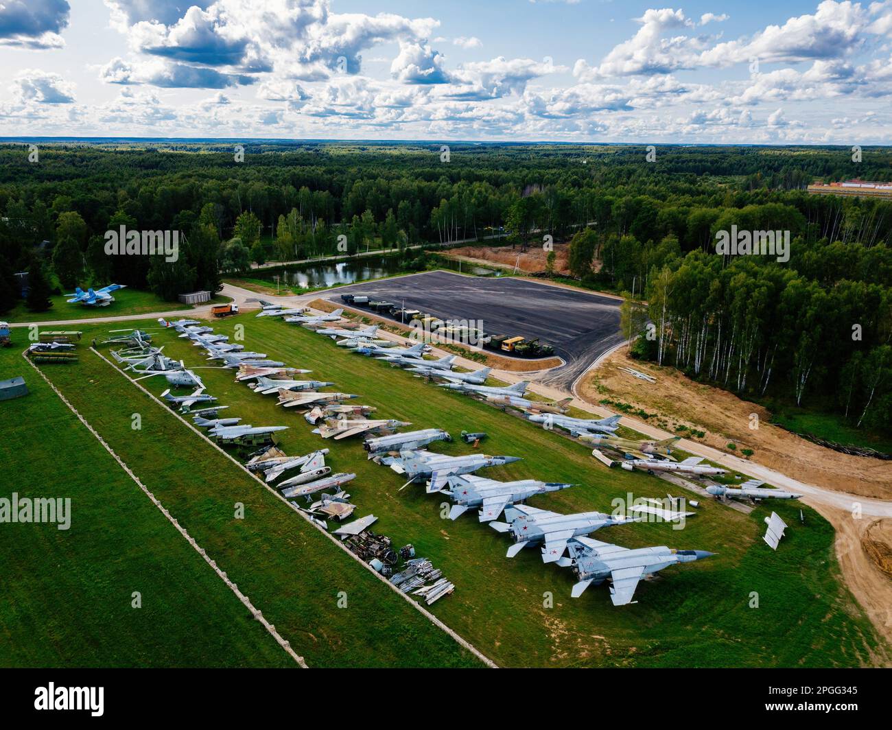Aerial view of military aircrafts in the airfield Stock Photo - Alamy
