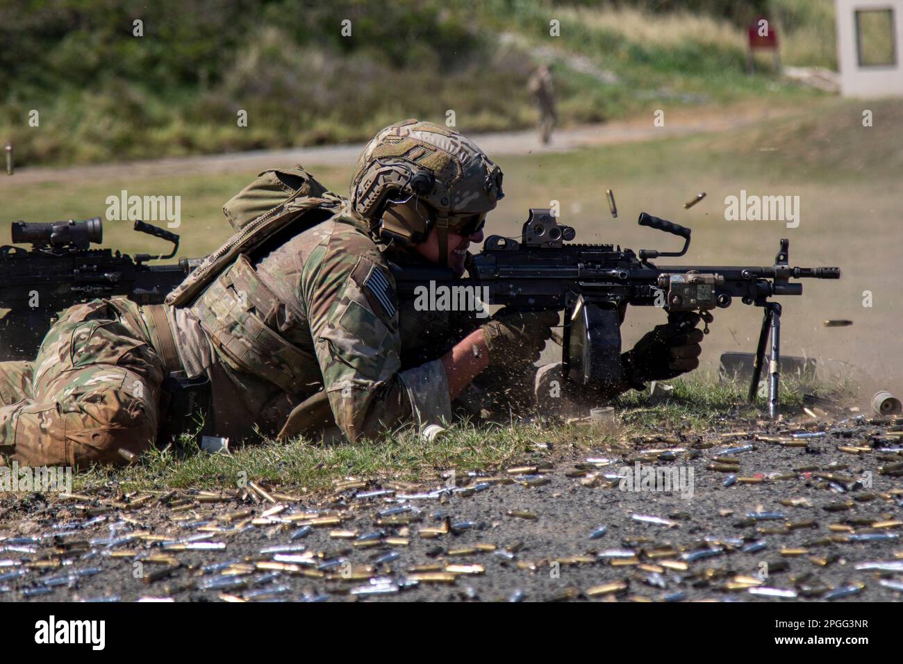 U.S. Army soldiers with Bravo Company, 75th Ranger Regiment, engage ...