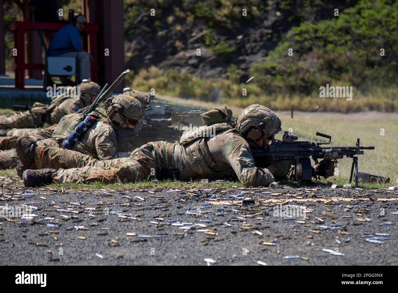 U.S. Army soldiers with Bravo Company, 75th Ranger Regiment, engage ...