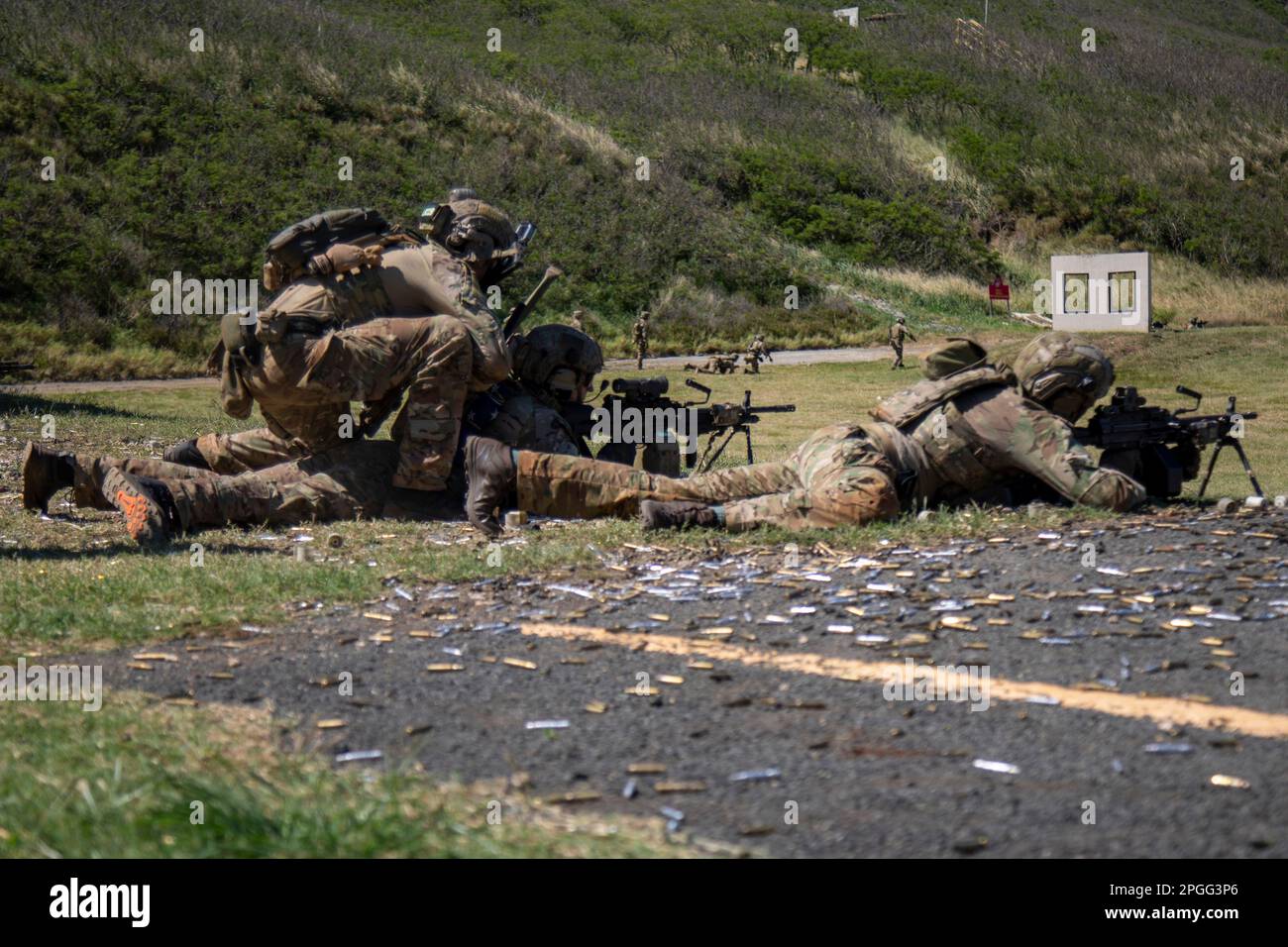 U.S. Army soldiers with Bravo Company, 75th Ranger Regiment, engage ...