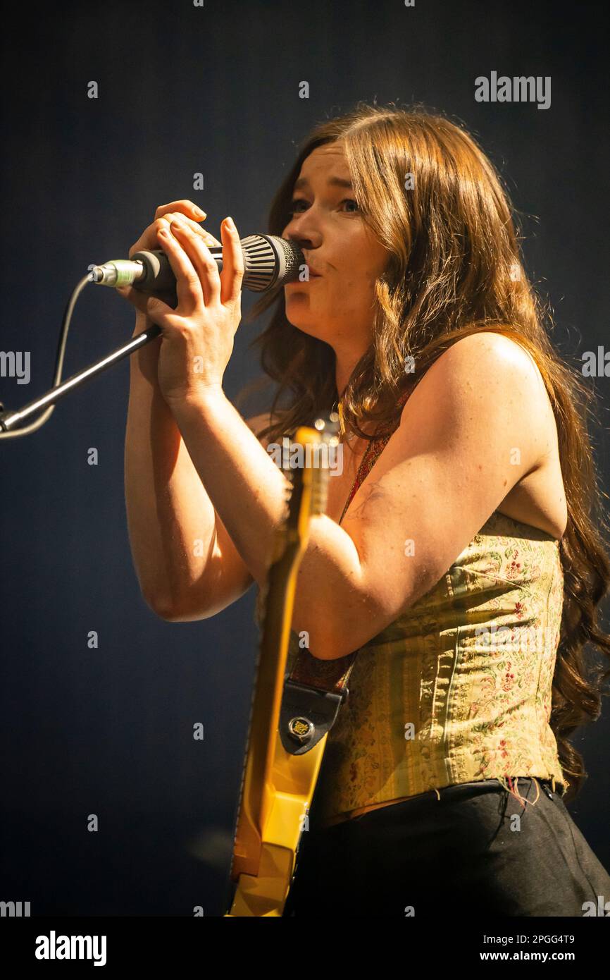 Rhian Teasdale of Wet Leg on stage during the Teenage Cancer Trust show ...