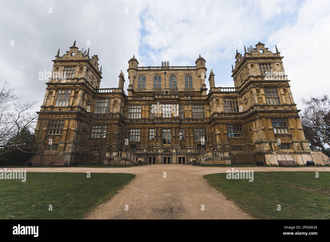 A view of the historic Wollaton Hall on the grounds of Wollaton Park in ...