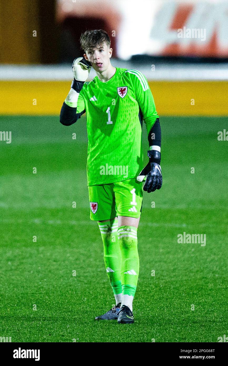Newport, UK. 22nd Mar, 2023. Wales goalkeeper Kit Margetson in action ...