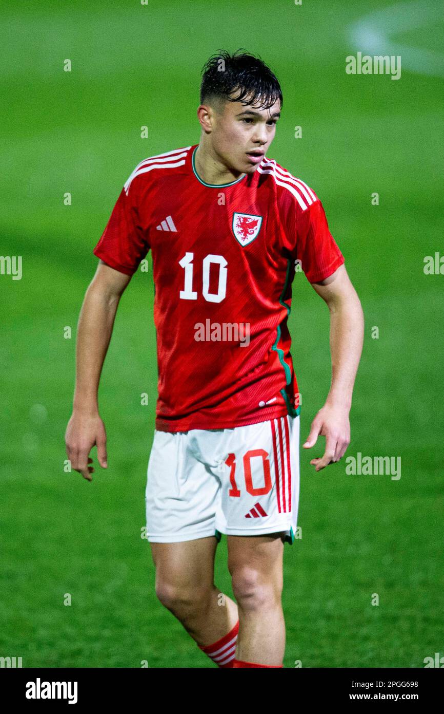 Newport, UK. 22nd Mar, 2023. Gabriele Biancheri of Wales in action. Scotland v Wales in the UEFA ...