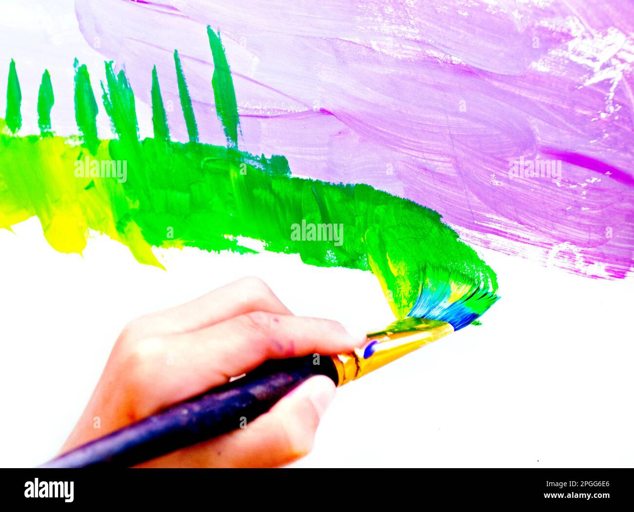 draw with green paint on paper Stock Photo - Alamy