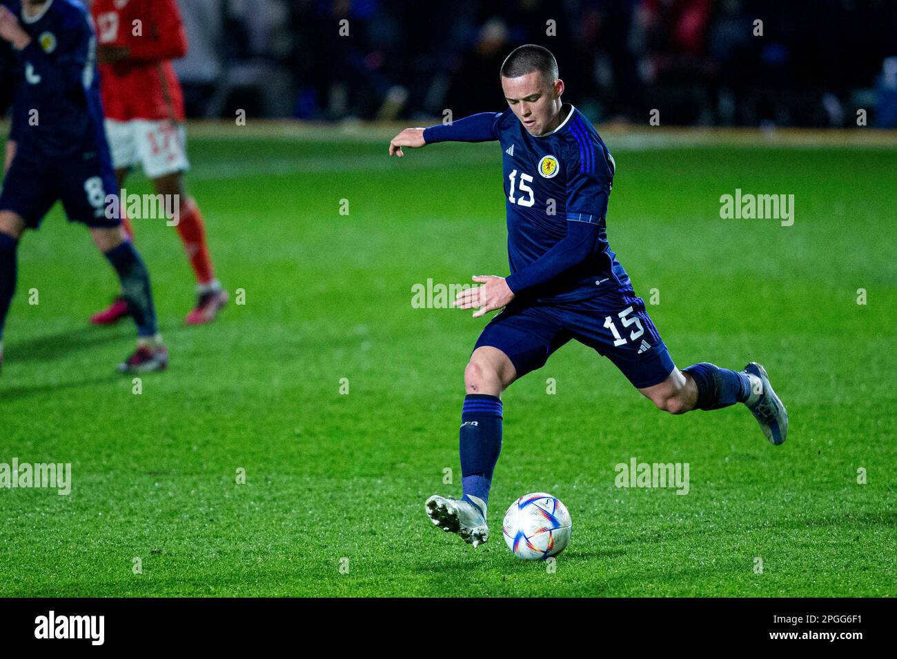 Newport, UK. 22nd Mar, 2023. Leyton Grant of Scotland in action ...
