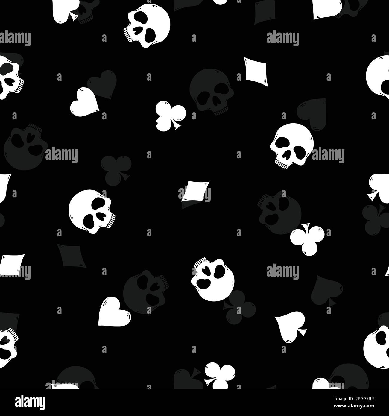 Skull and Poker suits seamless pattern. Vector illustration design ...