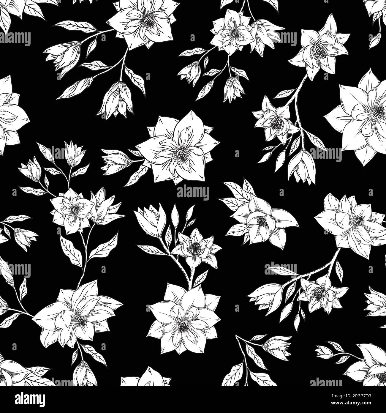 Seamless magnolia pattern hi-res stock photography and images - Alamy