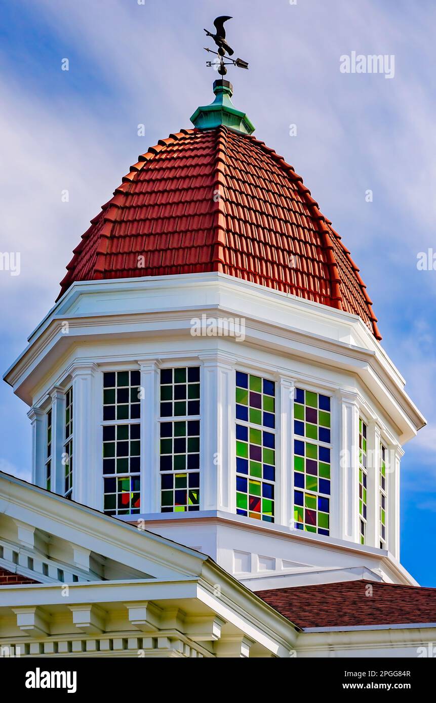 The bell tower of the George County Courthouse is pictured, March 20 ...