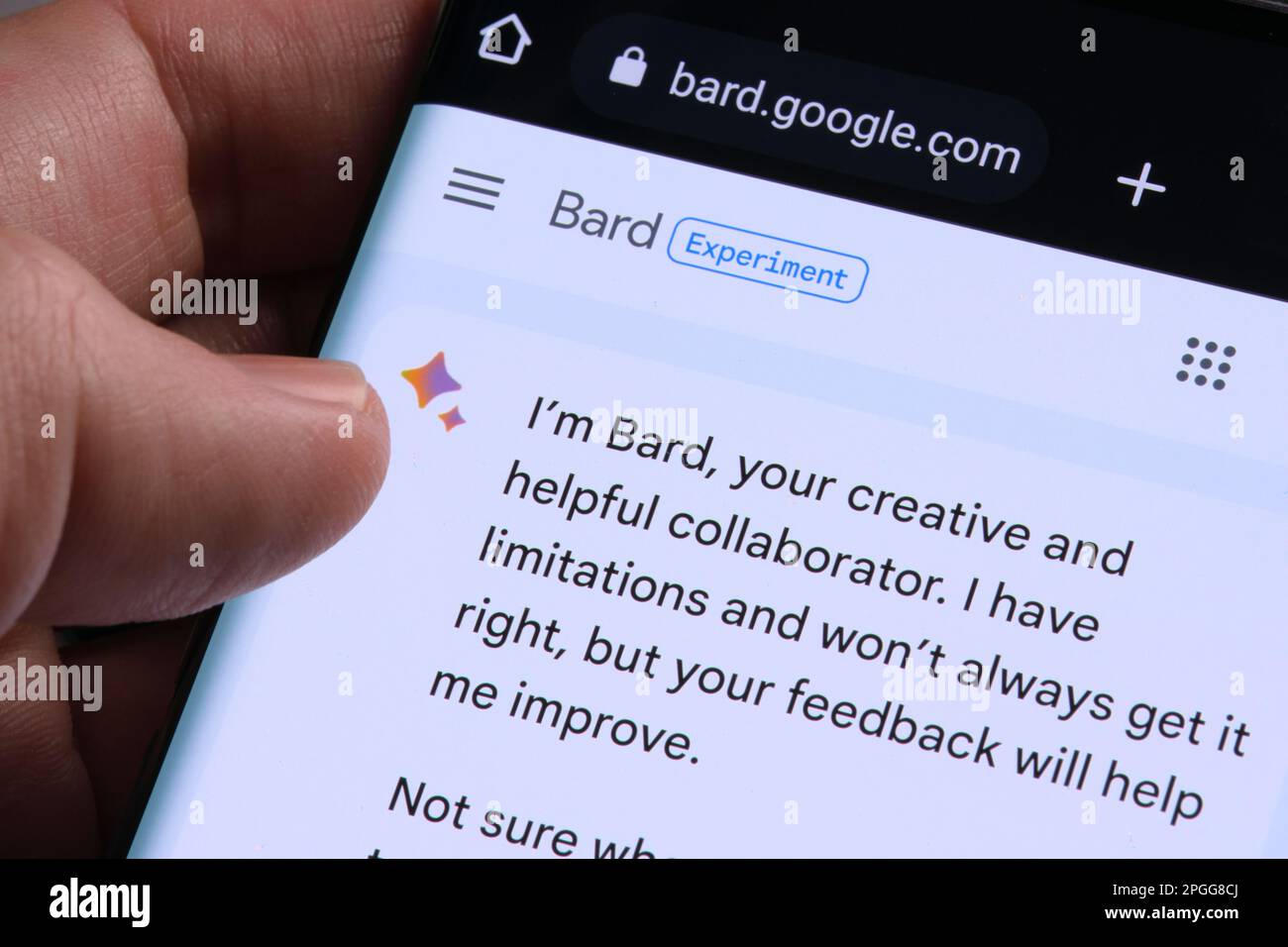 Google Bard AI chatbot. Real example of chat bot seen on the screen of ...
