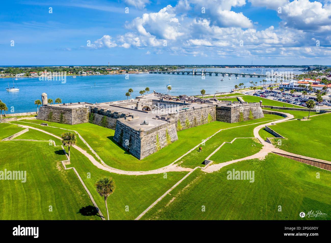 An aerial view of Castillo de San Marcos on a sunny day, Florida Stock ...