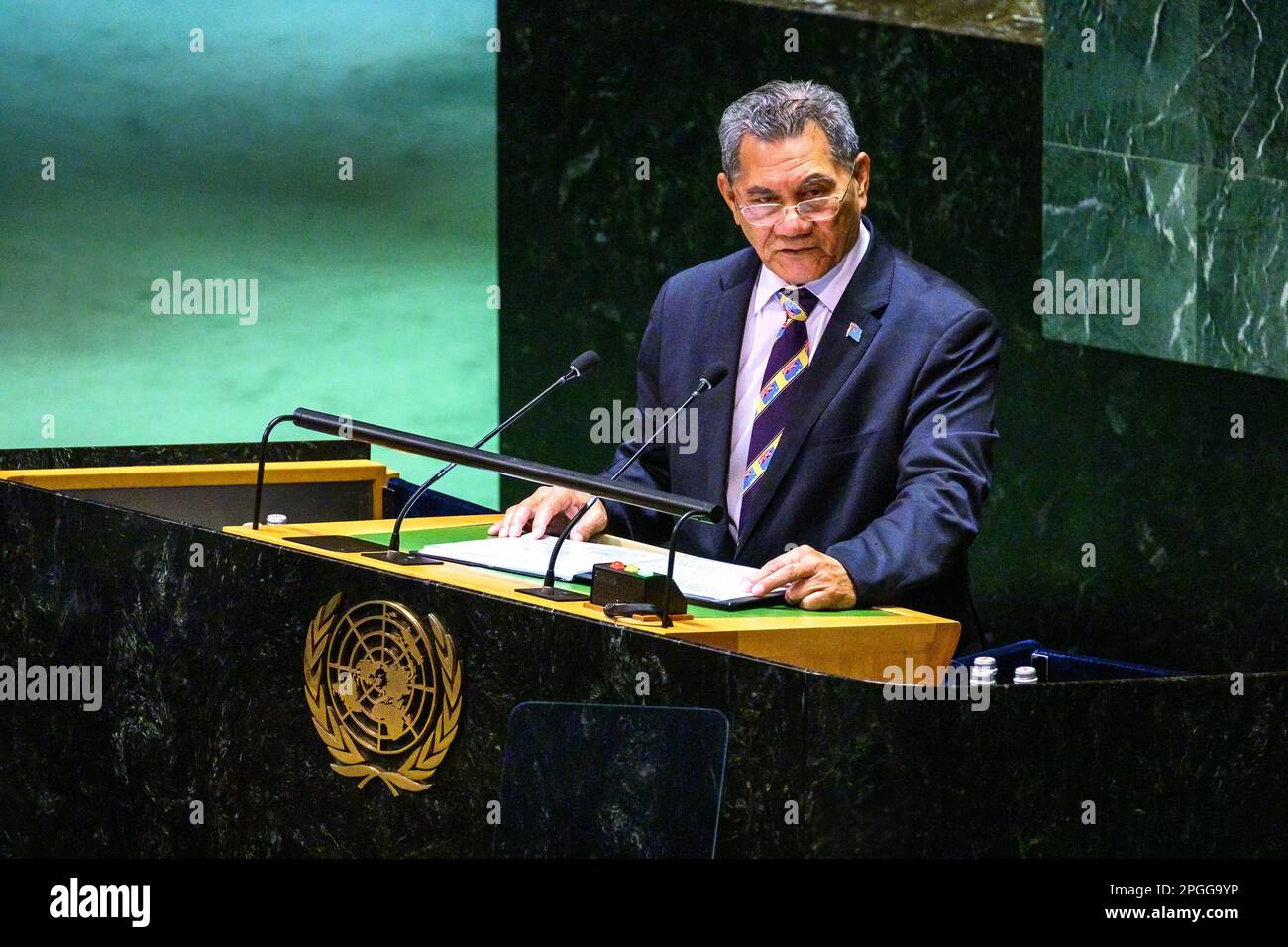 New York, USA. 22nd Mar, 2023. Kausea Natano, Prime Minister of Tuvalu ...