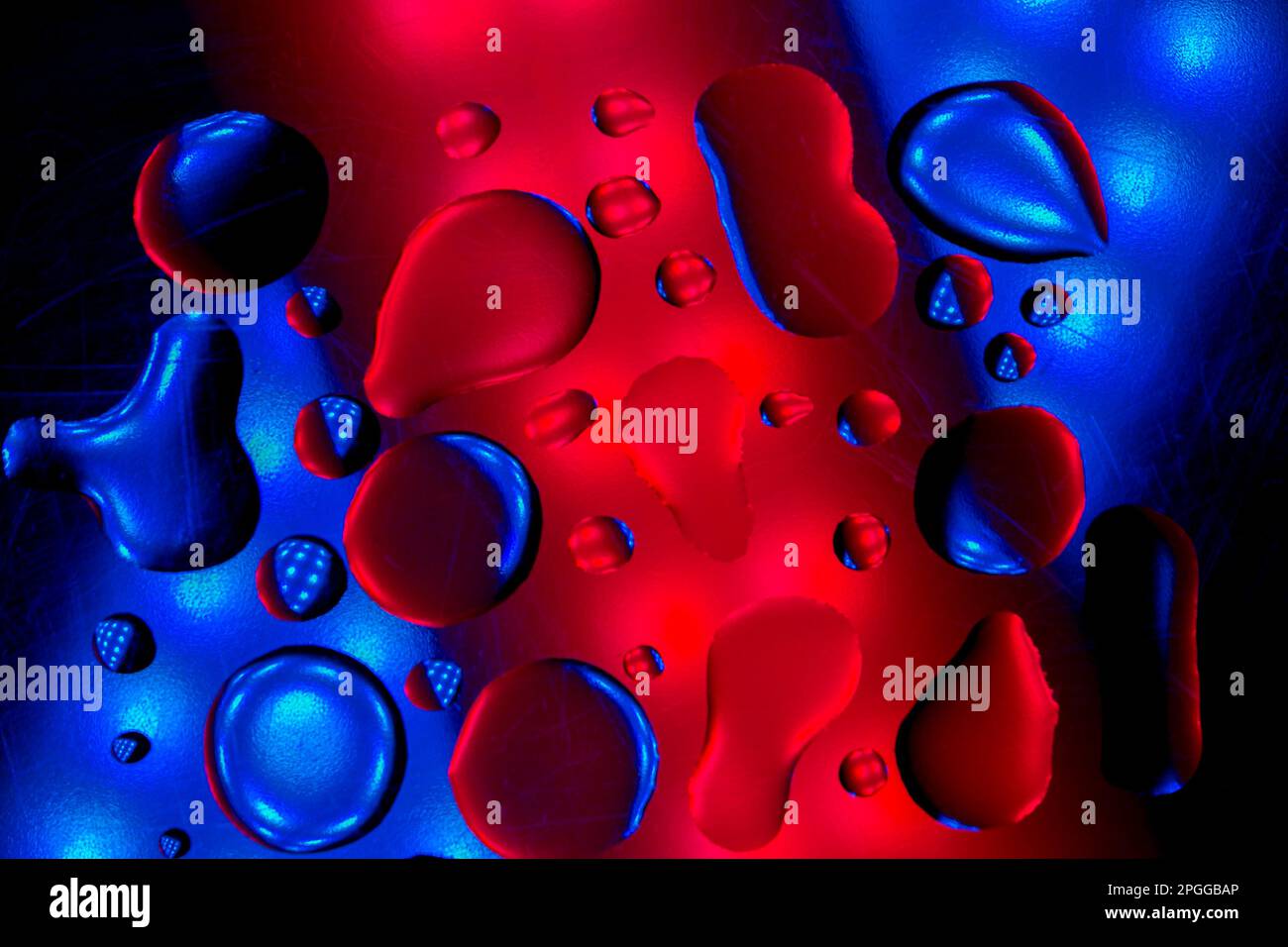drops wallpaper Blue and pink colors.Bubbles in neon light.Fluid ...