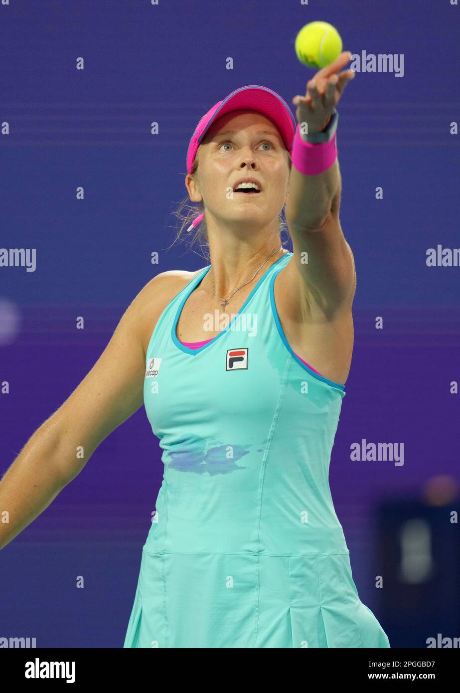 Shelby Rogers, of the United States, serves to Sloane Stephens, of the ...
