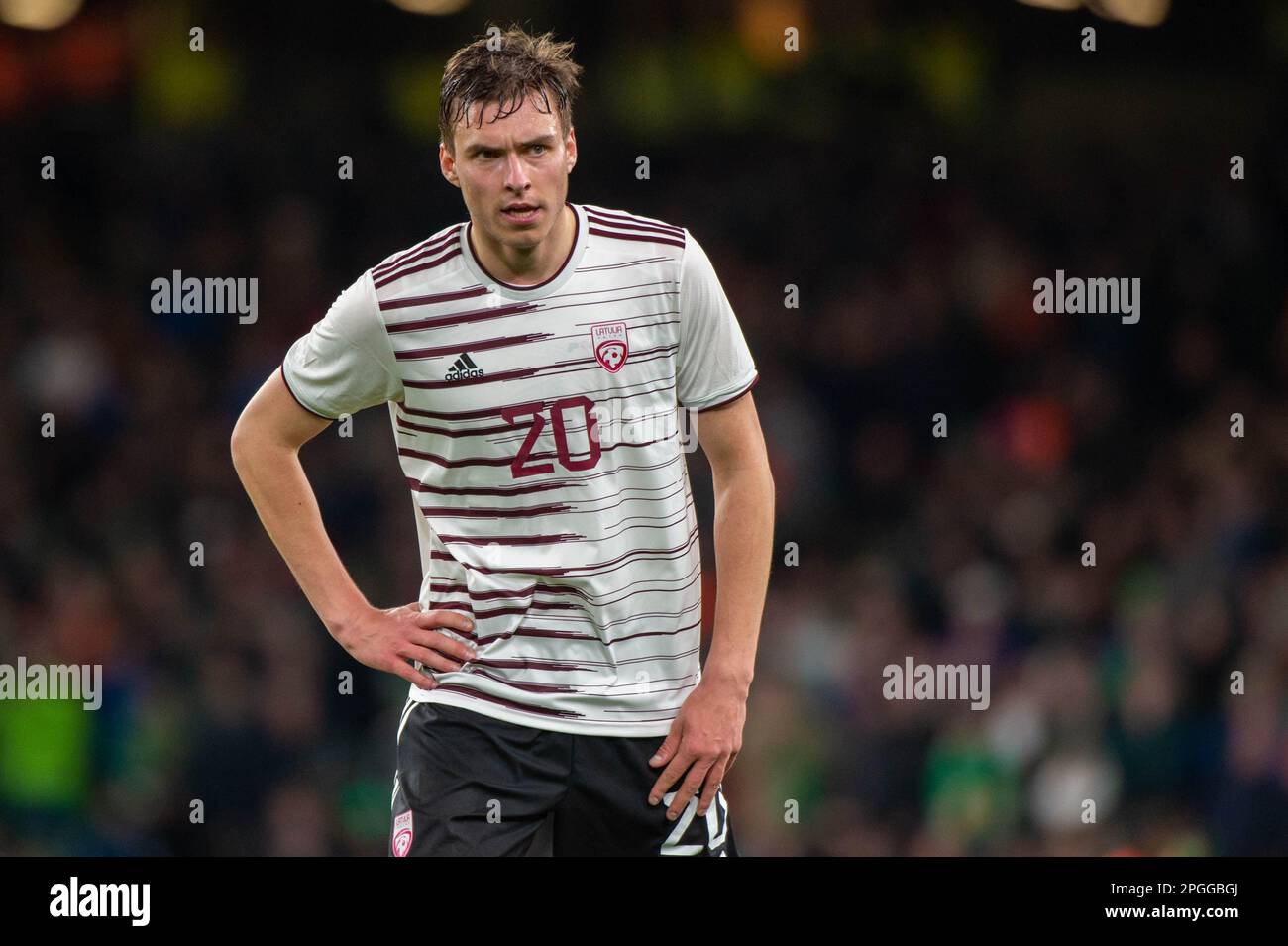 Dublin, Ireland. 22nd Mar, 2023. Roberts Uldrikis of Latvia during the ...