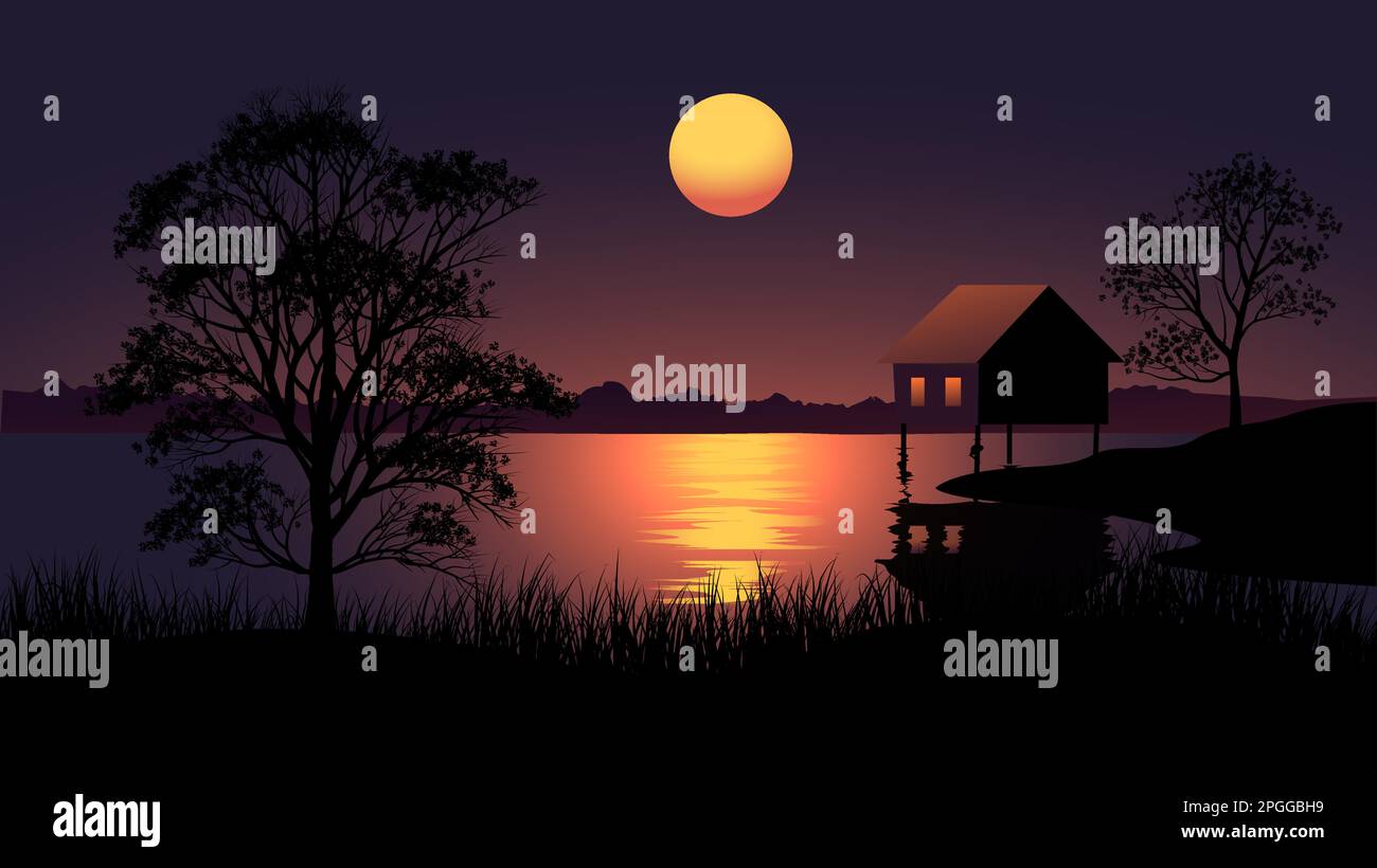 Dramatic moon view Stock Vector Images - Alamy