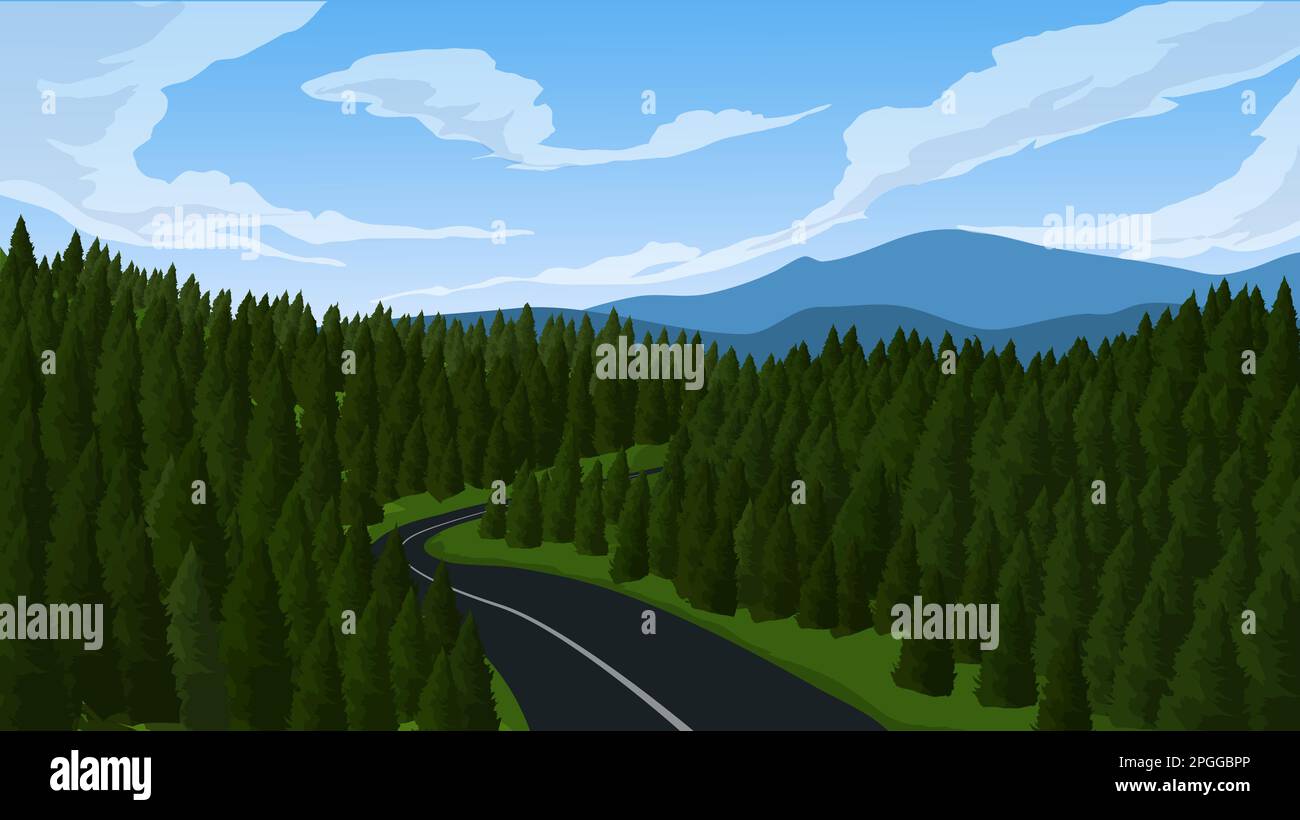 View road through green Stock Vector Images - Alamy