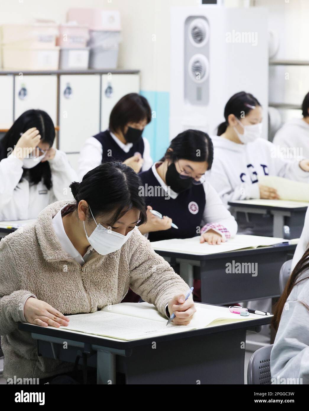 23rd Mar, 2023. Scholastic ability test at high school Seniors sit for ...