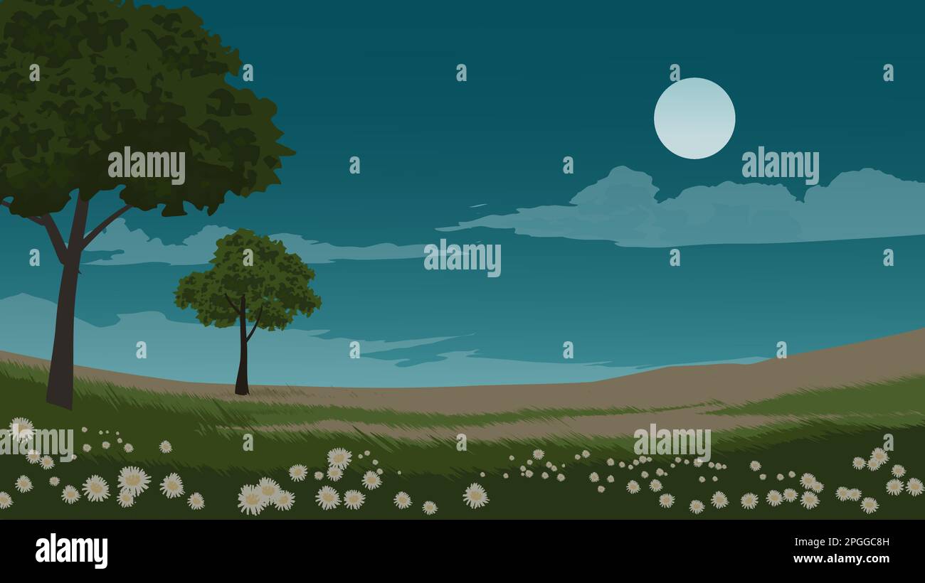 Meadow full of trees Stock Vector Images - Alamy