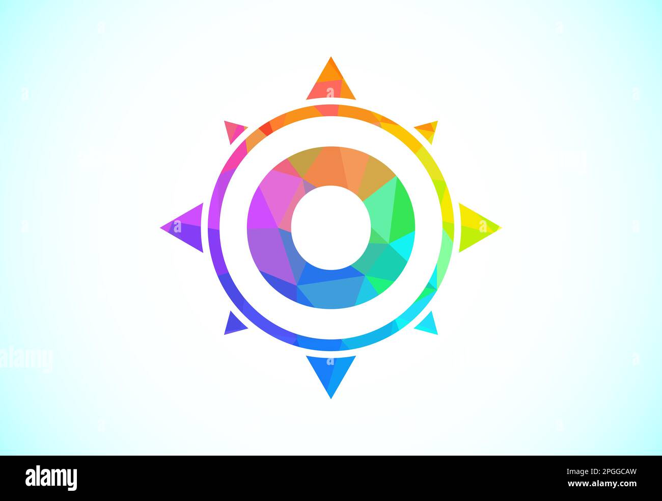 Polygonal alphabet in a compass. Low poly style compass logo sign ...