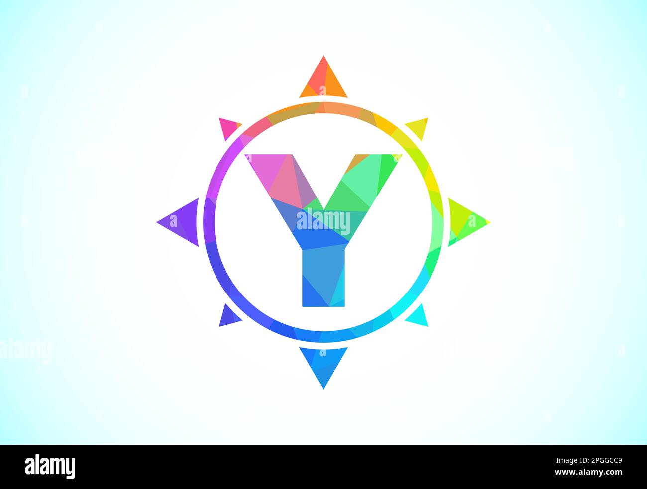Polygonal Alphabet In A Compass Low Poly Style Compass Logo Sign Symbol Vector Logo Design