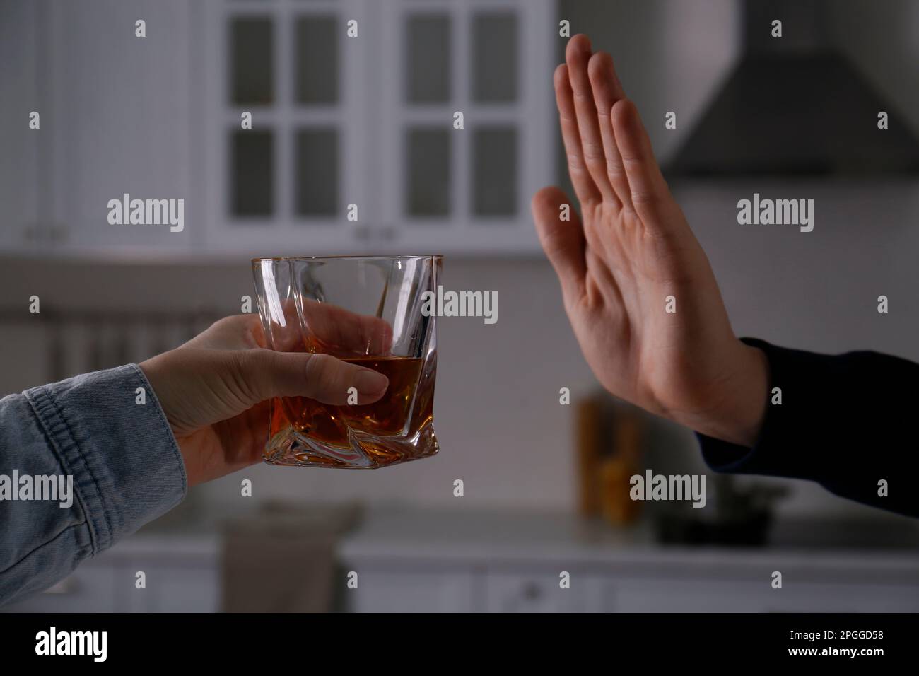 Alcohol man refusing drink hi-res stock photography and images - Alamy
