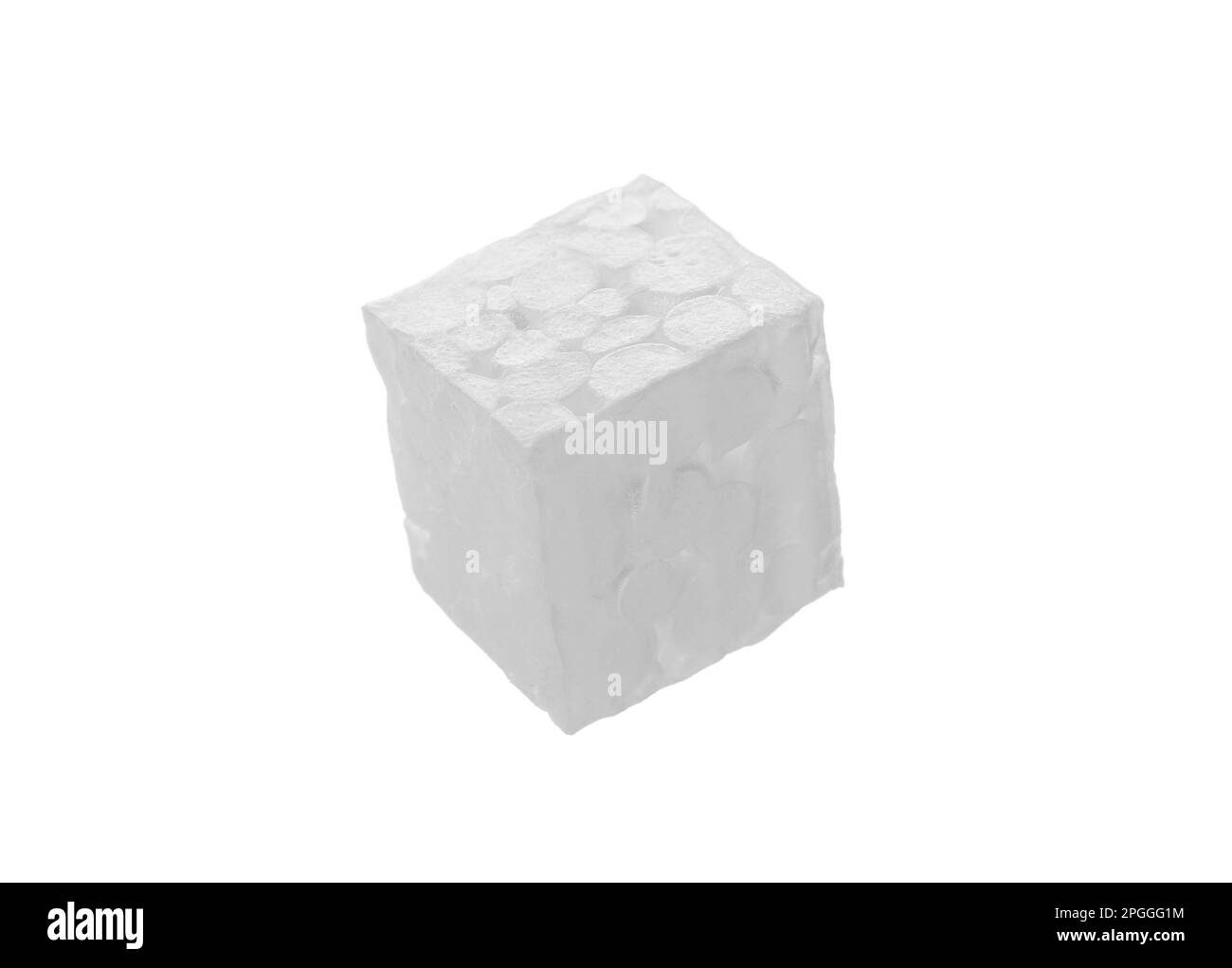 One small styrofoam cube isolated on white Stock Photo - Alamy