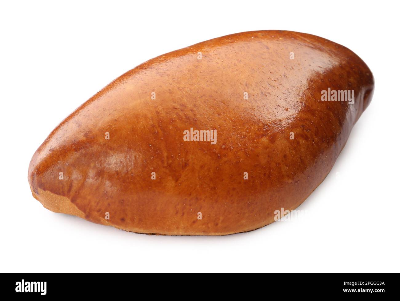 One delicious baked patty on white background Stock Photo - Alamy