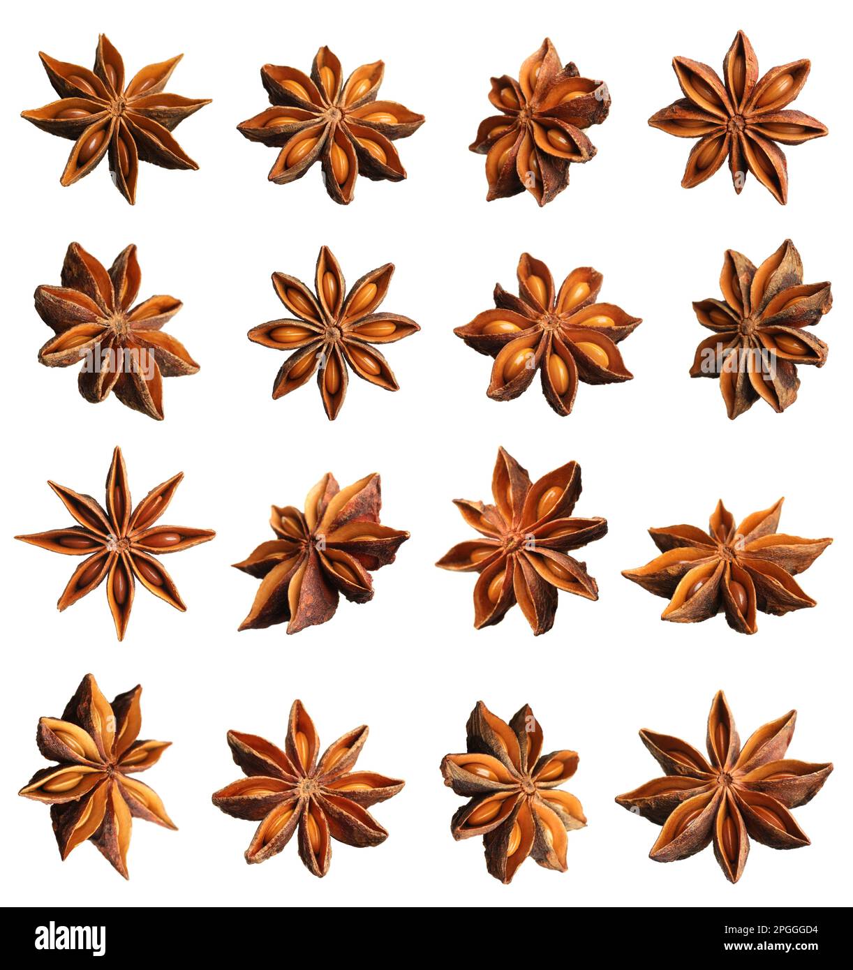 Set with dry anise anise stars on white background Stock Photo - Alamy