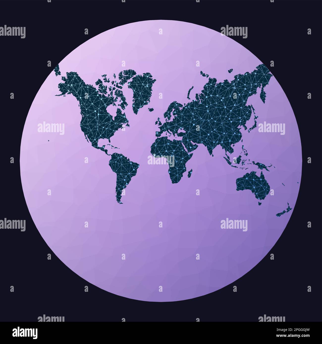 Abstract Telecommunication World Map Lagrange Conformal Projection World Network Map Stock