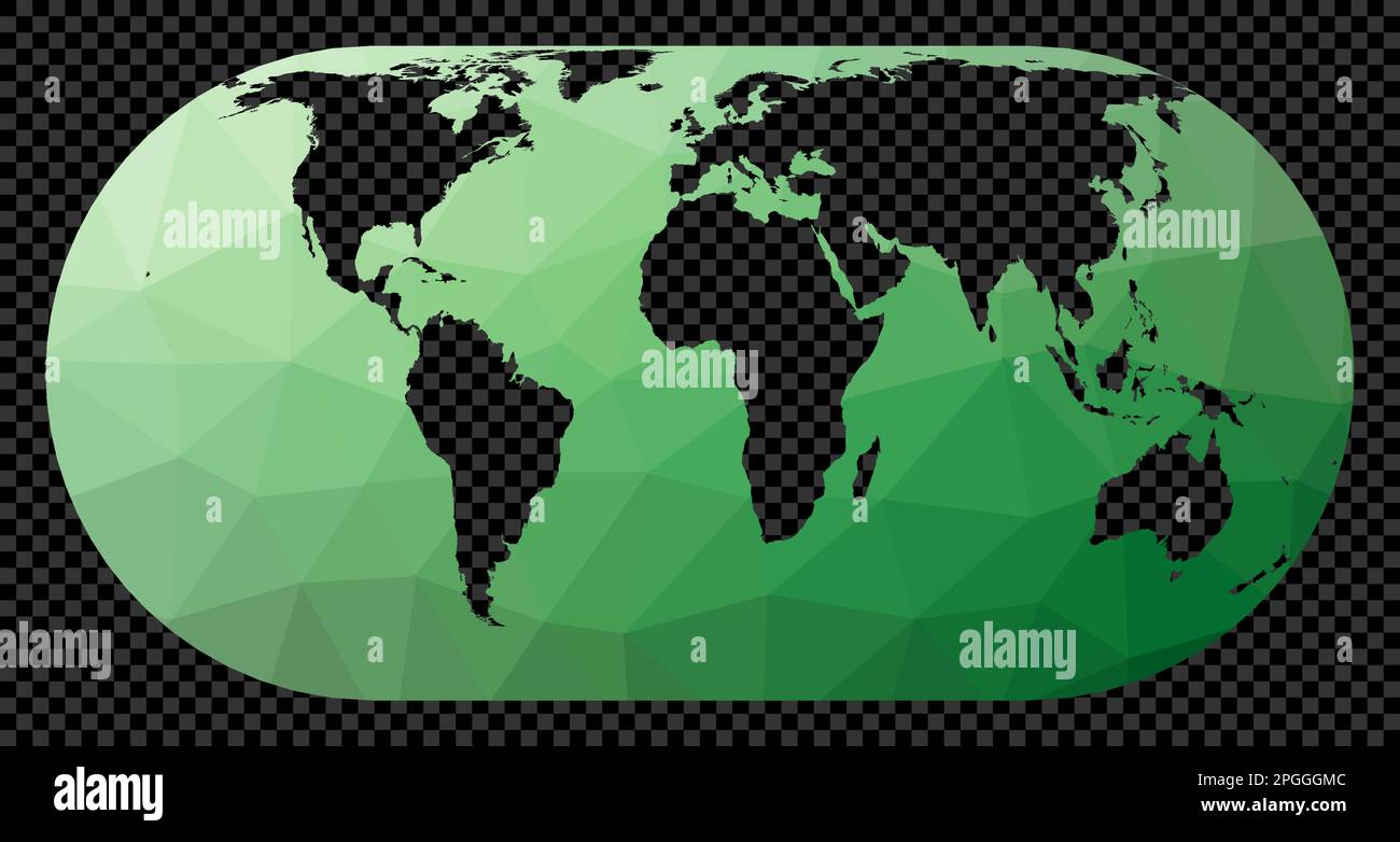 Polygonal map of the world on transparent background. Hufnagel ...